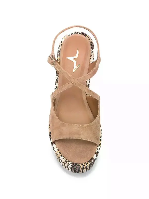 MARC ELLIS Woven Platform Suede Sandals