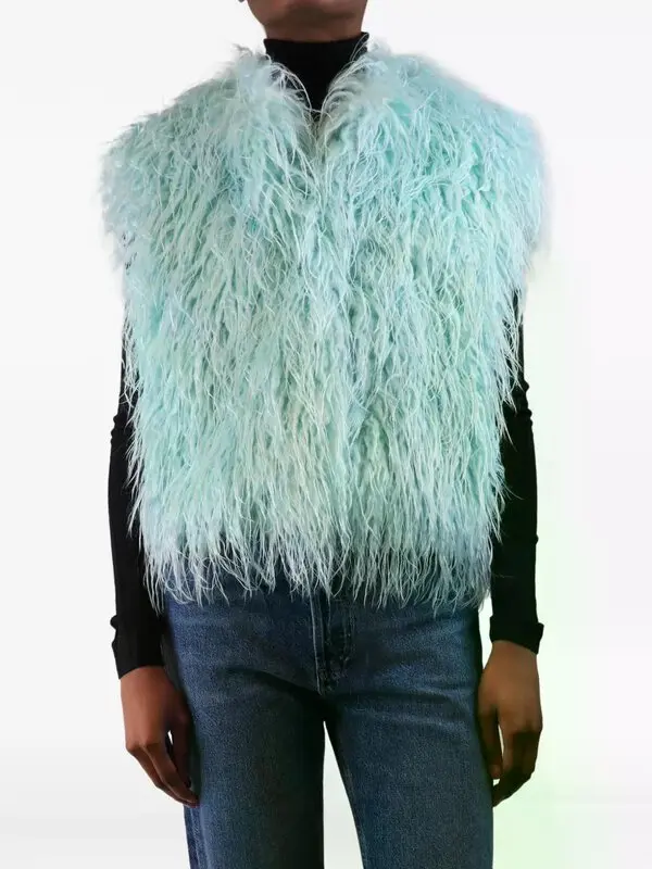 FORTE_FORTE Sleeveless Faux Fur Vest - Blue