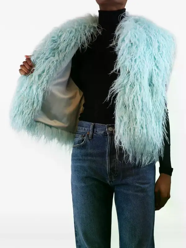 FORTE_FORTE Sleeveless Faux Fur Vest - Blue