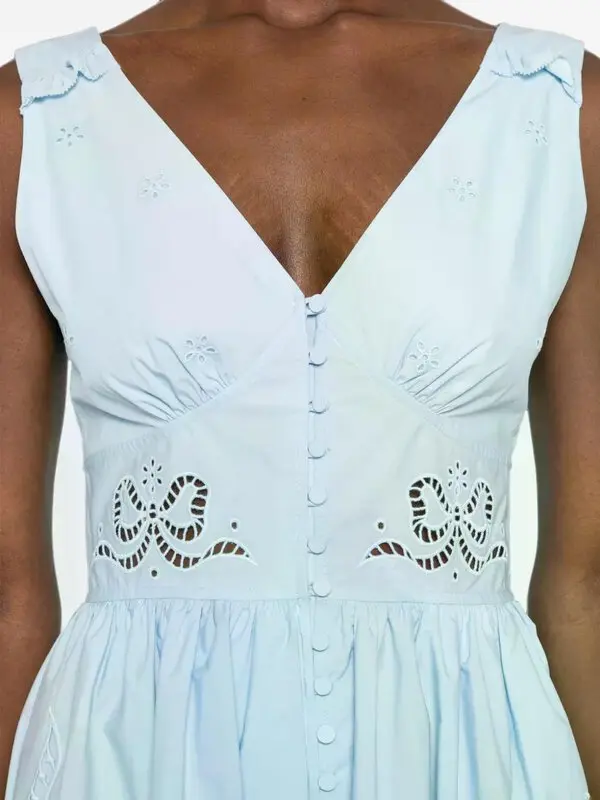 SELF-PORTRAIT Embroidered Cotton Mini Dress