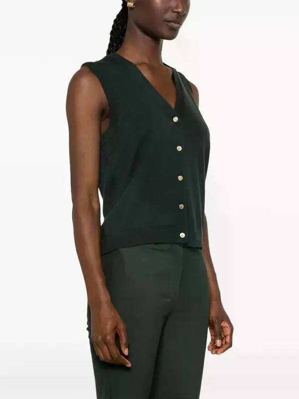 Max Mara Knitted V-neck Vest - Green