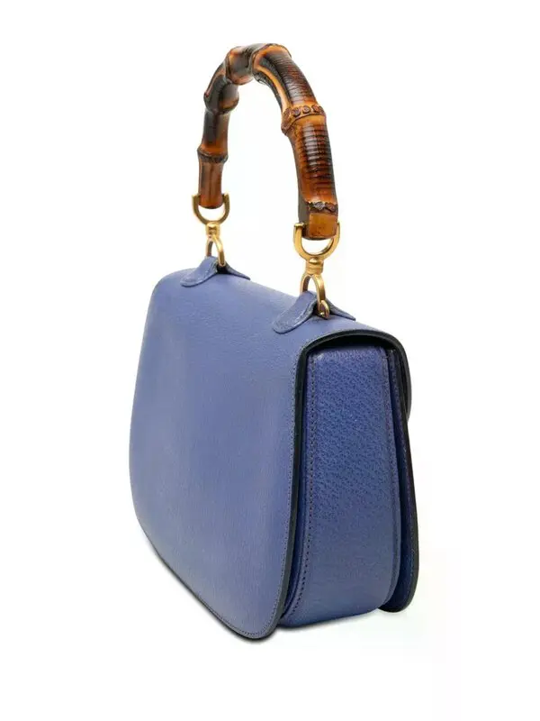 Gucci 20th Century Grained Calfskin Bamboo Night Satchel - Purple