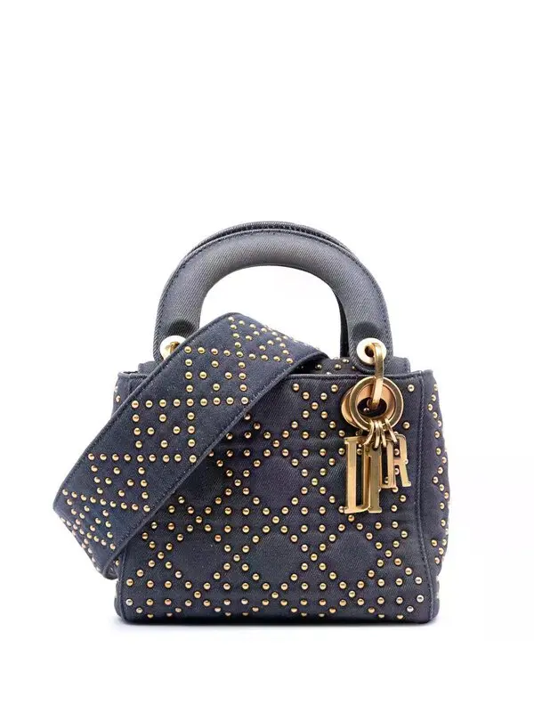 Dior Mini Lady Satchel Studded Denim