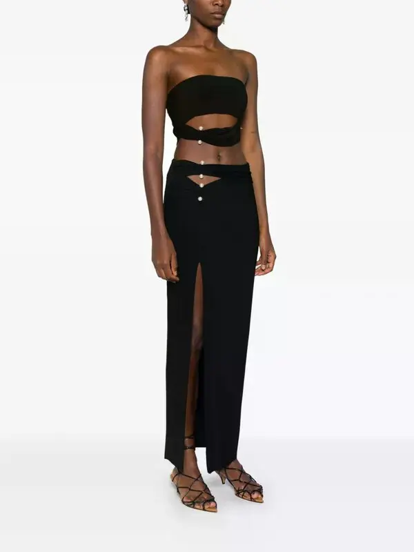 NISSA Faux Pearl-embellished Skirt Set - Black