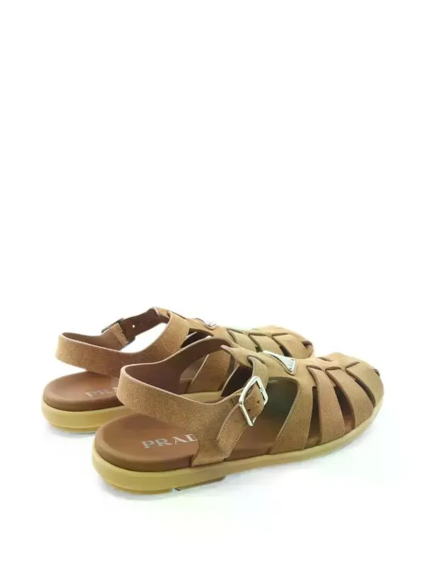 Prada Suede Triangle Logo Sandals