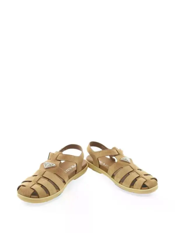 Prada Suede Triangle Logo Sandals