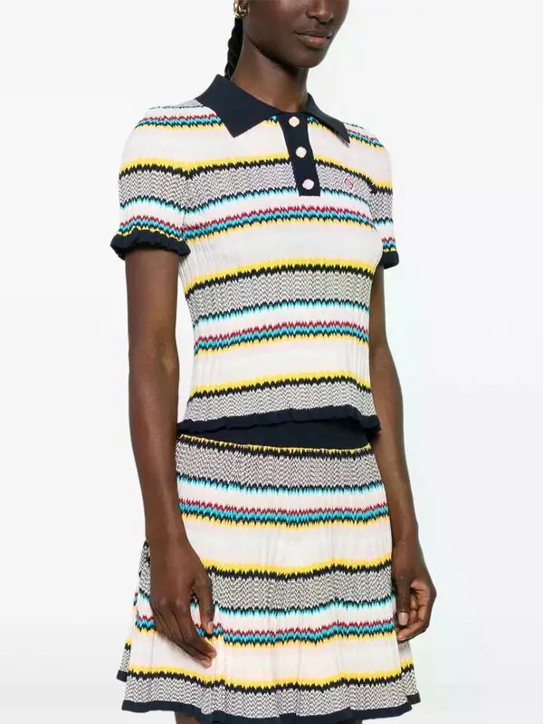 Casablanca Chevron Knit Polo Top