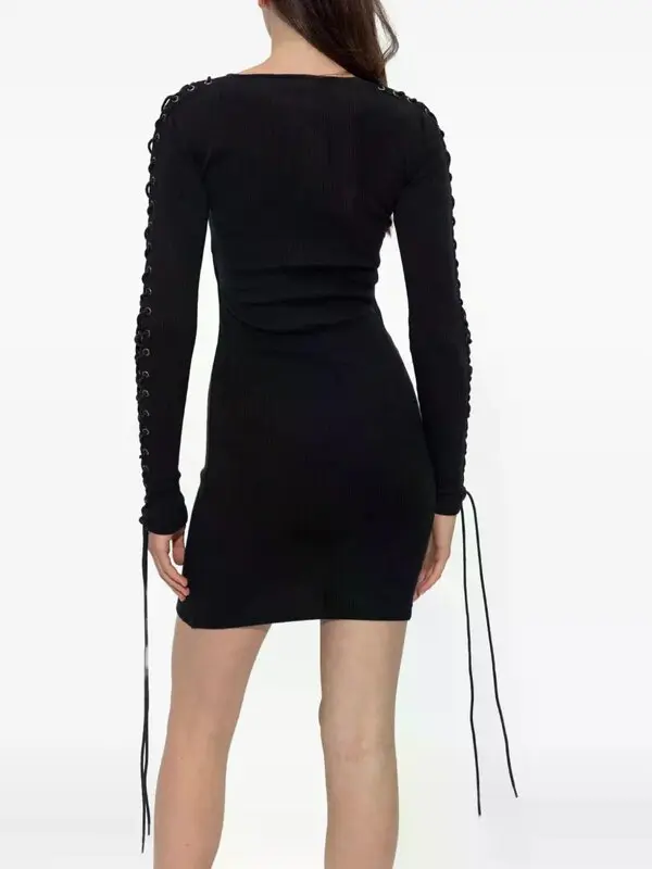 Balenciaga Ribbed Lace-up Detail Dress