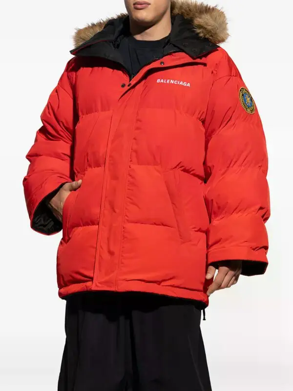 Balenciaga Padded Jacket With Faux Fur Trim