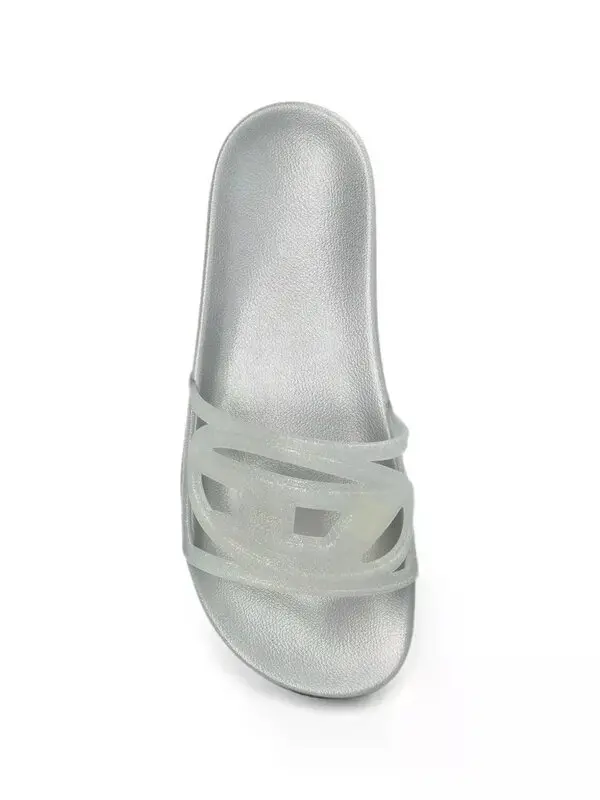 DIESEL® Sa-clyde Glitter Effect Logo Plaque Slides - Grey