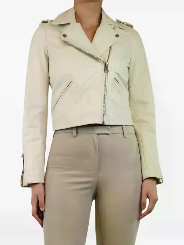 Claudie Pierlot Cream Faux-leather Biker Jacket