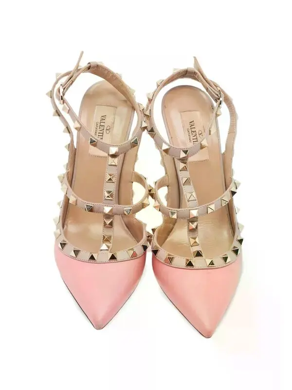 Valentino Garavani Rockstud Leather Heeled Pumps - Pink