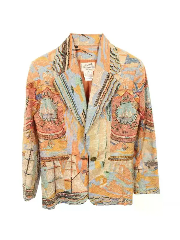 Hermès Silk All-over Pattern Jacket - Neutrals
