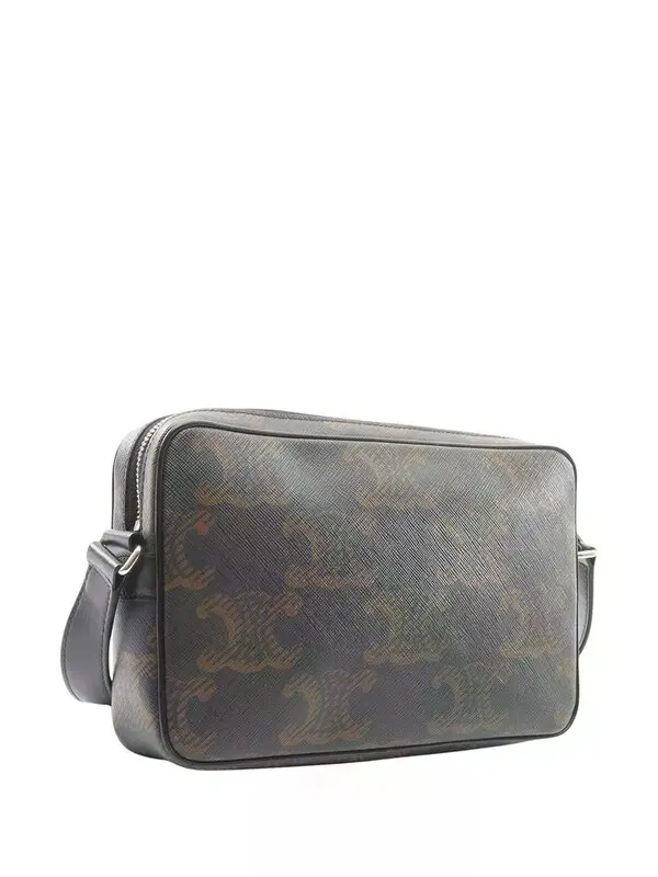 Celine Medium Triomphe Coated Canvas Logo Crossbody Bag - Black