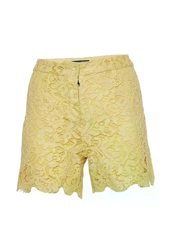 Dolce & Gabbana Floral Lace Tailored Shorts - Yellow