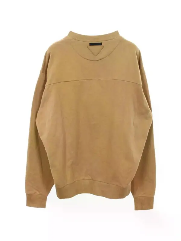 Prada Beige Graphic Print Crew Neck Long Sleeve Sweater