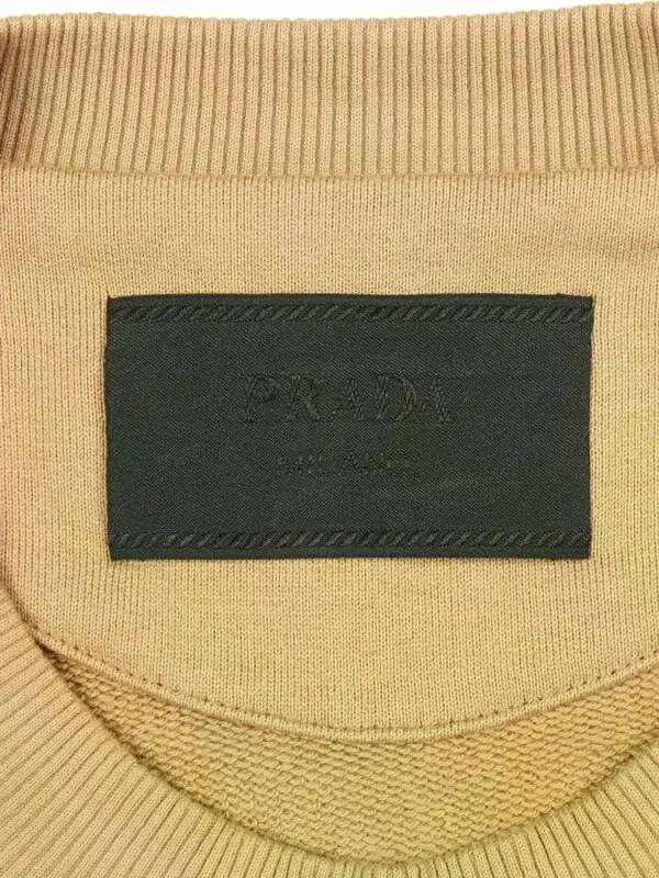 Prada Beige Graphic Print Crew Neck Long Sleeve Sweater