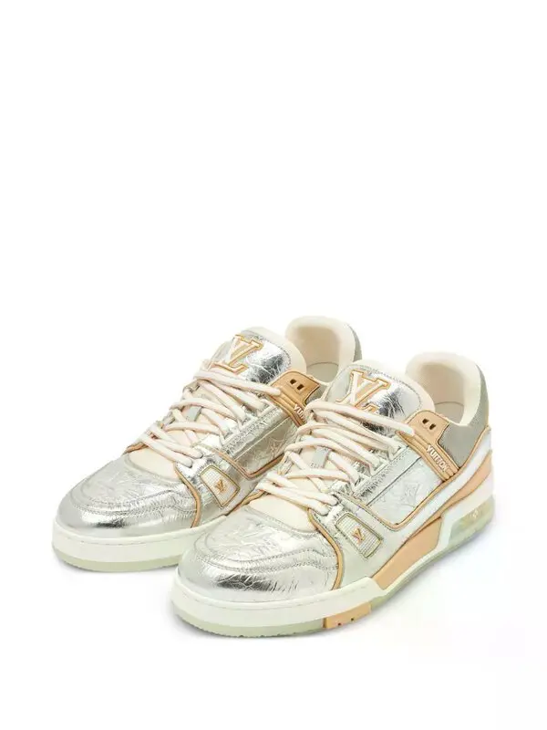 LOUIS VUITTON Monogram Leather Sneakers - Silver