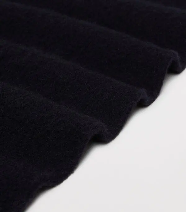 Max Mara Wool Fringed Logo Scarf