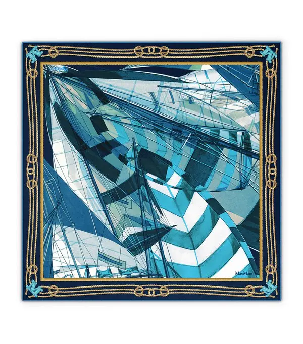 Max Mara Silk Printed Scarf - Blue
