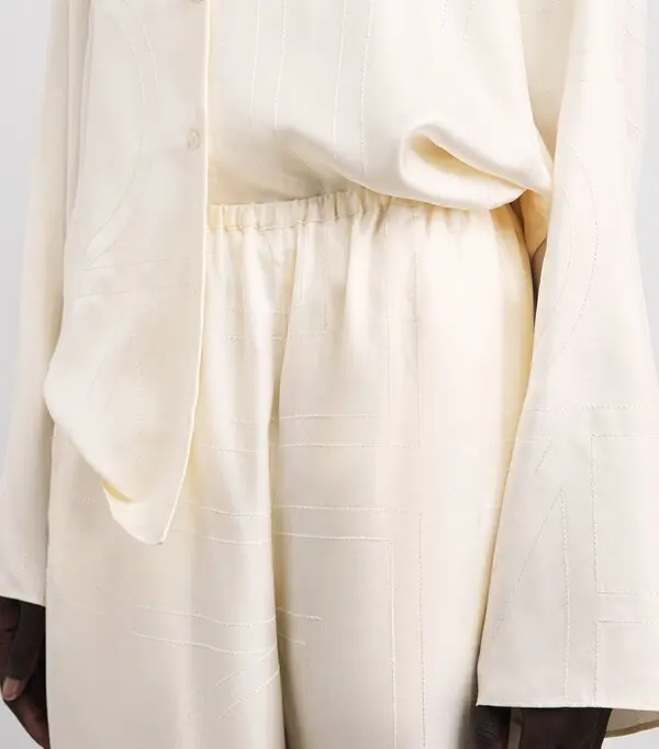 TOTEME Silk Monogram Trousers - Ivory