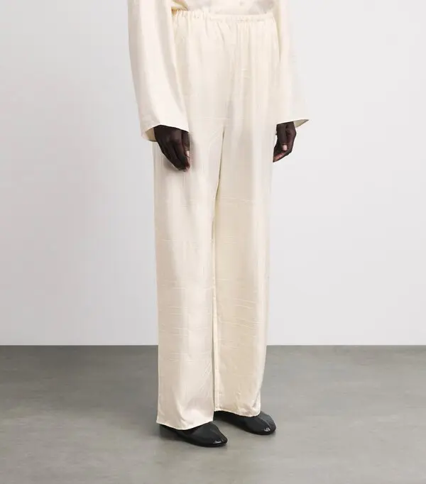 TOTEME Silk Monogram Trousers - Ivory