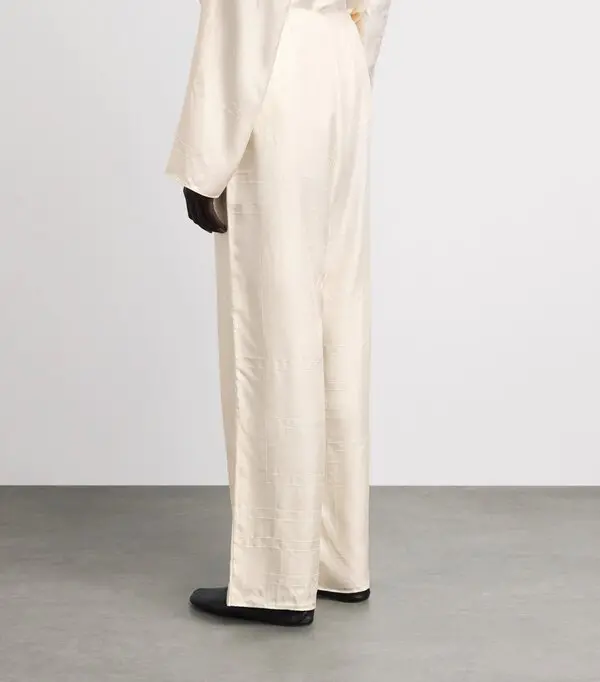 TOTEME Silk Monogram Trousers - Ivory