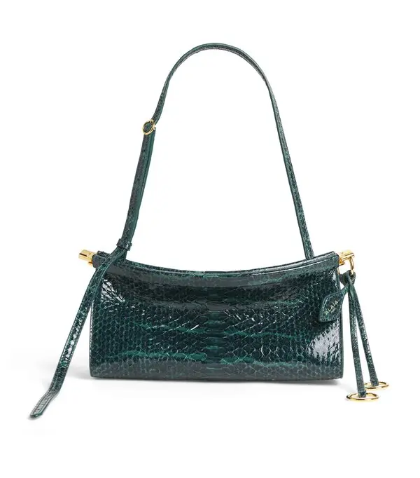 Alaïa Small Snakeskin Le Click East West Shoulder Bag - Red