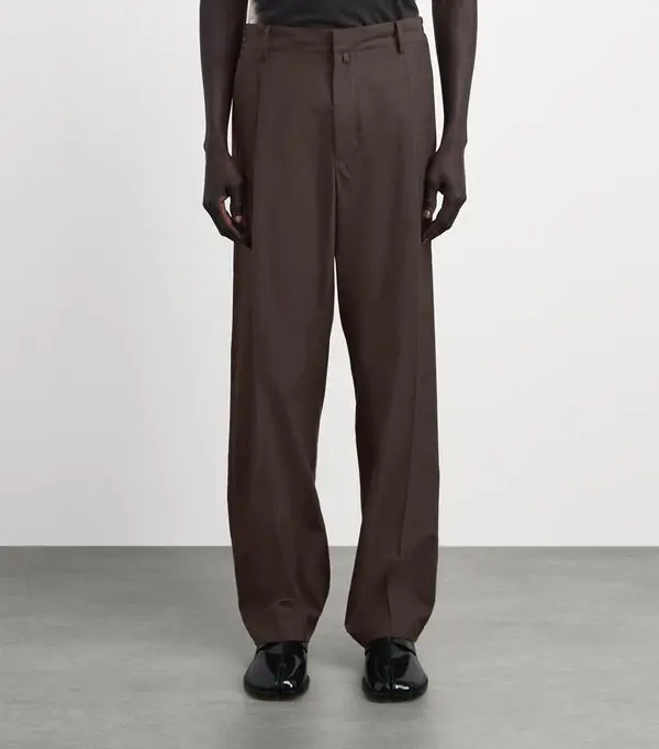 MAISON MARGIELA Virgin Wool-cotton Pleated Trousers