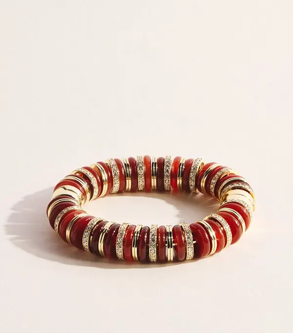 Eddie Borgo Gold-plated Amber, Carnelian And Pavé Crystal Lenox Bracelet - Red