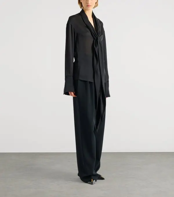 Balmain Silk Tie Collar Shirt