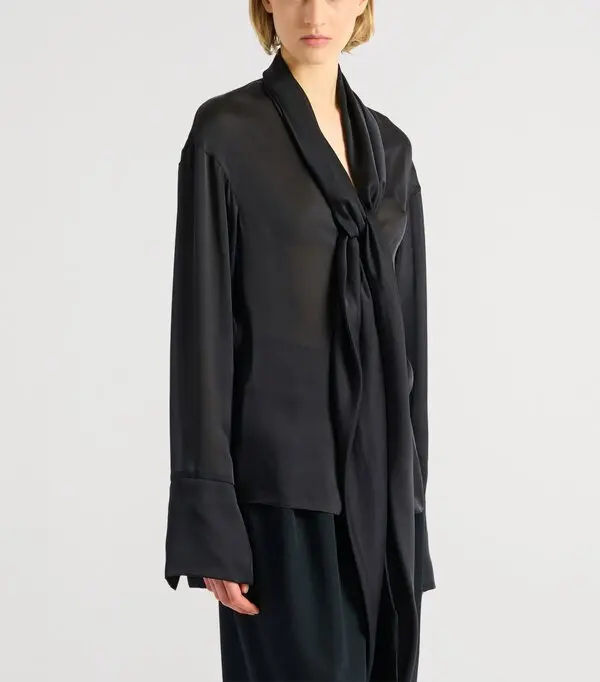 Balmain Silk Tie Collar Shirt