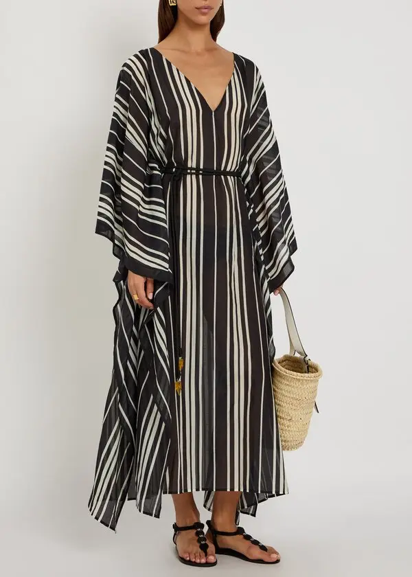 Tory Burch Striped Belted Kaftan Dress