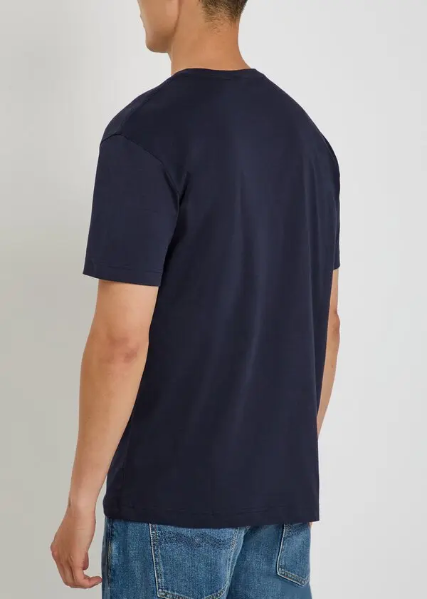 Gant Logo-embroidered Cotton T-shirt - Navy