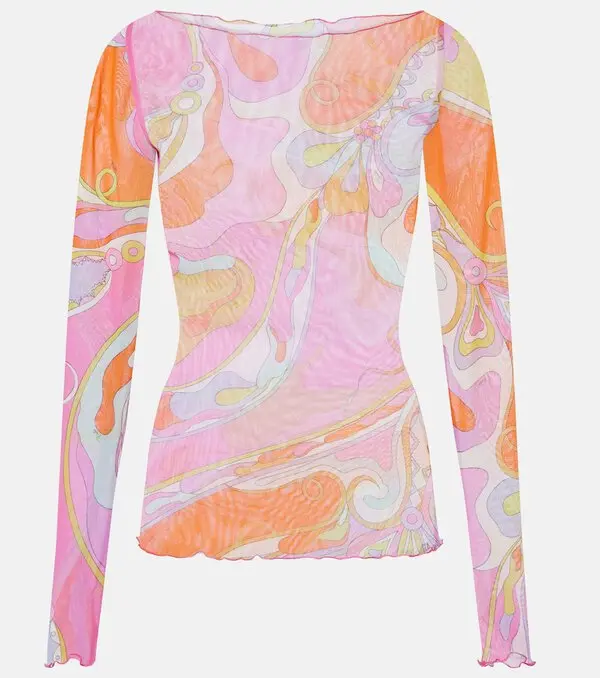 Emilio Pucci Orchidee Sheer Tulle Top - Multicoloured