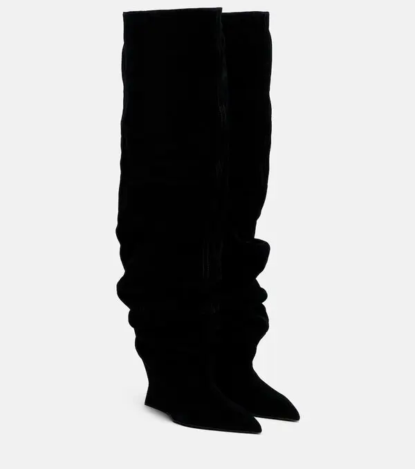 Balmain Suede Over-the-knee Boots - Black