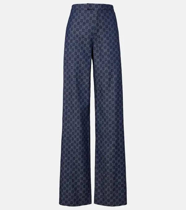 Gucci Gg Jacquard Wide-leg Jeans
