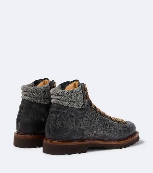 Brunello Cucinelli Leather Lace-up Boots - Blue
