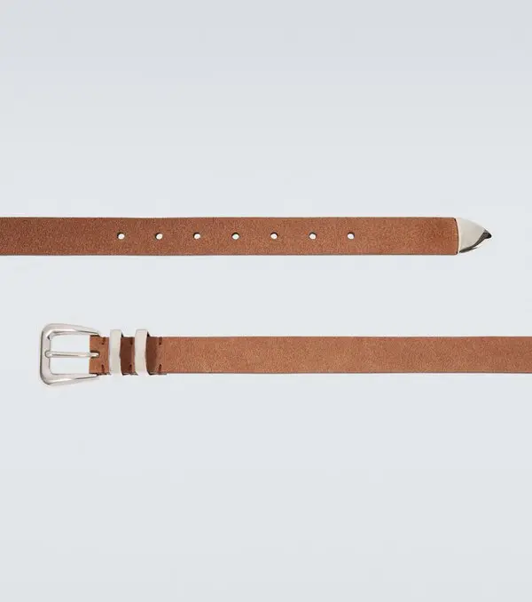 Brunello Cucinelli Suede Belt With Silver-tone Buckle