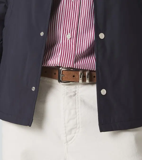 Brunello Cucinelli Suede Belt With Silver-tone Buckle