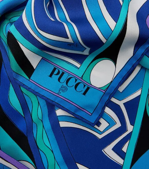 Emilio Pucci Labirinto Silk Twill Head Wrap - Blue