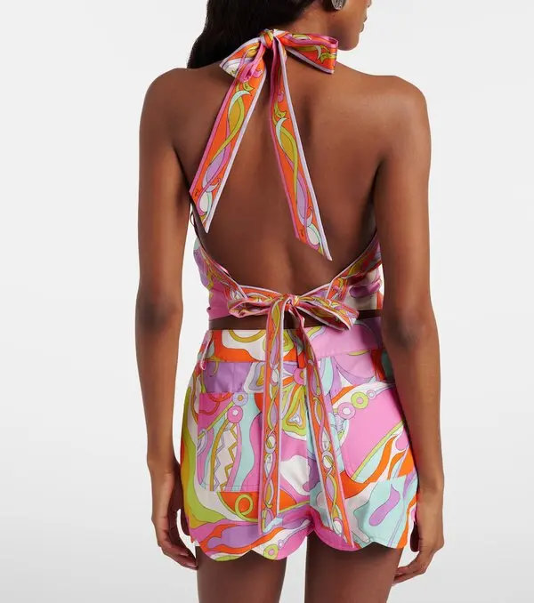 Emilio Pucci Halterneck Silk Twill Top