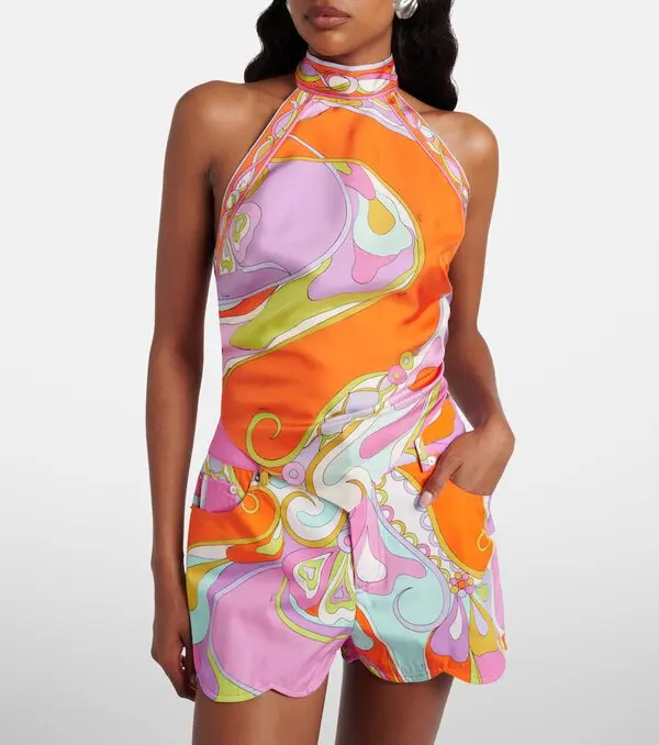 Emilio Pucci Halterneck Silk Twill Top