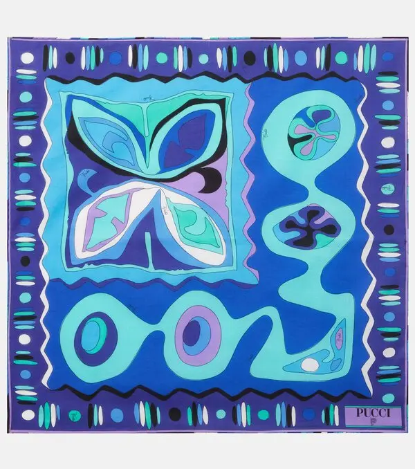 Emilio Pucci Angoli Cotton Scarf - Blue