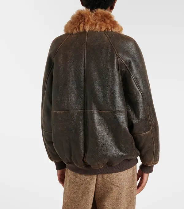 Brunello Cucinelli Monili Shearling-trimmed Leather Blouson Jacket