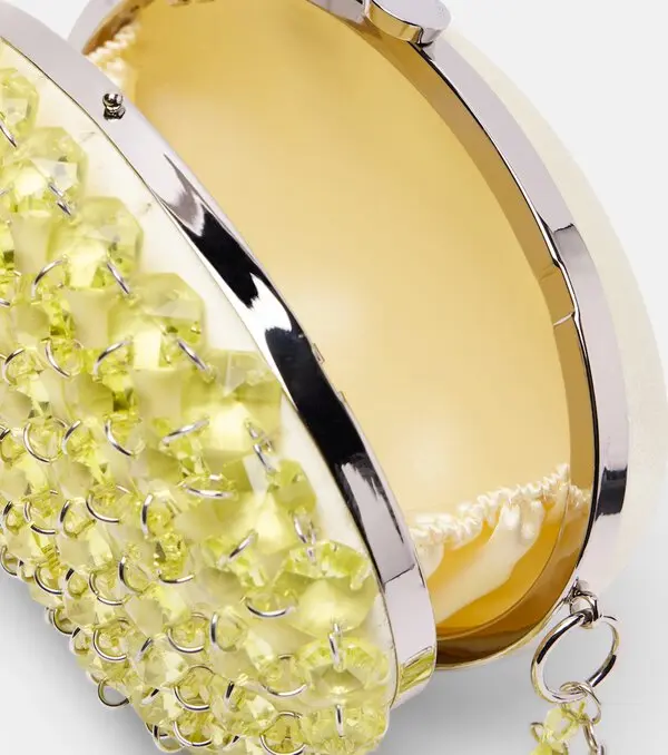 SELF-PORTRAIT Oval Embellished Clutch - Yellow