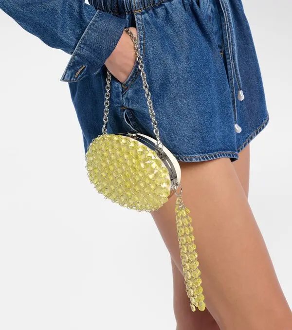 SELF-PORTRAIT Oval Embellished Clutch - Yellow
