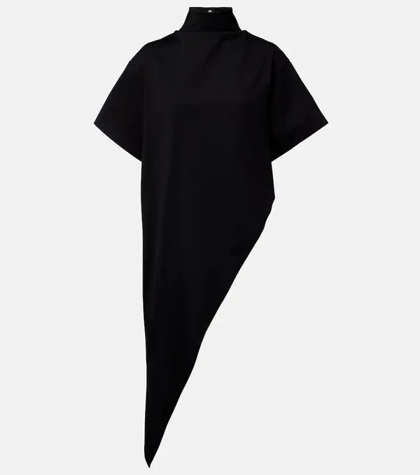 Alaïa Asymmetric Cotton Jersey T-shirt - Black