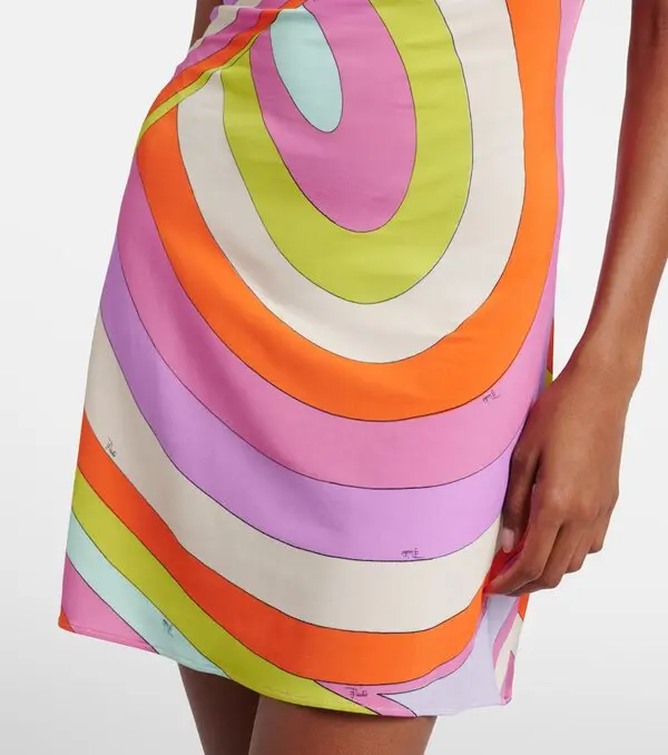 Emilio Pucci Draped Satin Jersey Mini Dress - Multicoloured