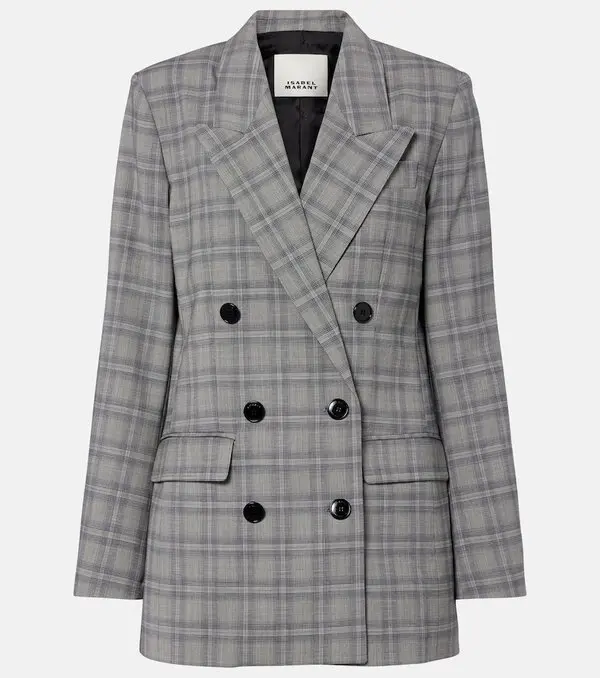 Isabel Marant Étoile Prince Of Wales Check Wool-blend Jacket - Grey